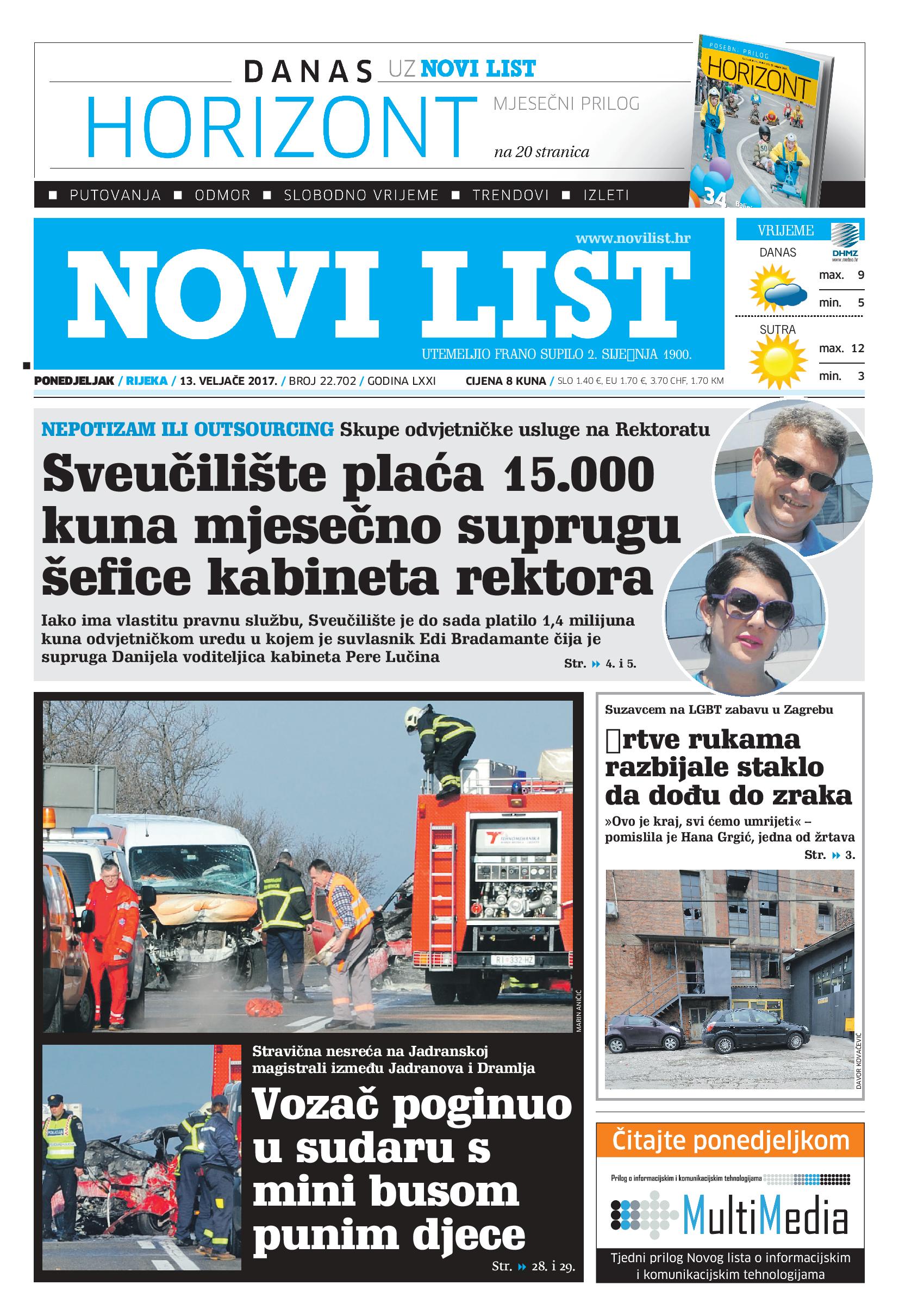 NOVI LIST U PONEDJELJAK DONOSI: Sveučilište plaća 15.000 kuna mjesečno ...