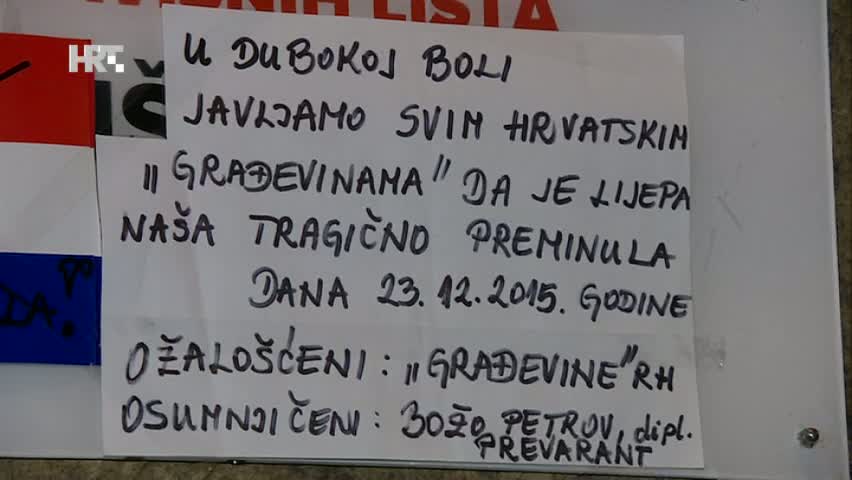 Na vratima Mosta osvanula osmrtnica i poruka: "Hrvatske građevine žele ...