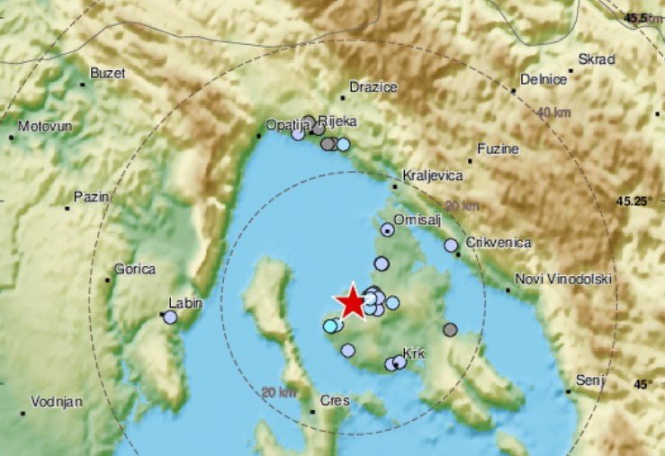 Kod Krka zabilježen potres magnitude 2 po Richteru - Novi list
