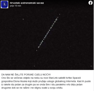 Građani Hrvatske uočili neobične pojave na nebu: To su StarLink sateliti Elona Muska - Novi list
