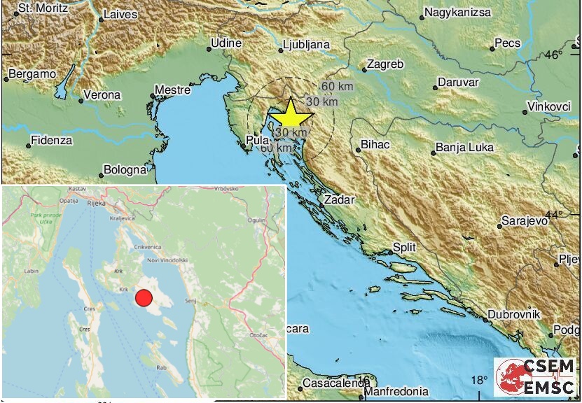 Potres magnitude 2.9 kod Drage Bašćanske, osjetio se po cijelom Krku: "Jako se treslo" - Novi list