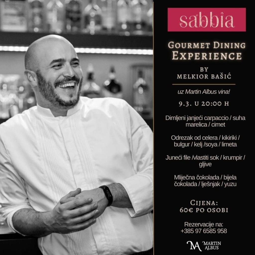 Poznati chef Melkior Bašić u subotu dolazi u Sabbiu. Rezervirajte ...