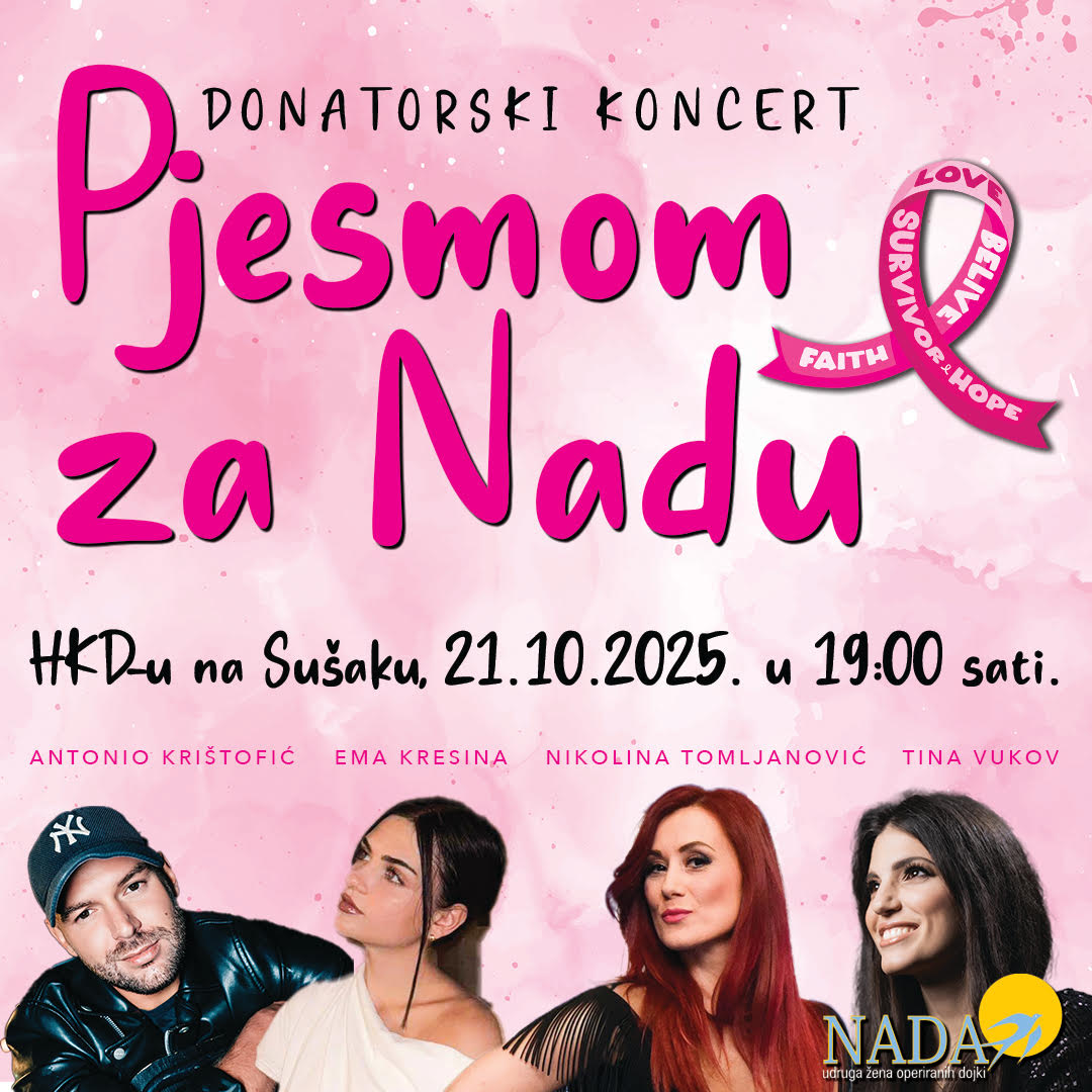 Večeras u HKD-u na Sušaku donatorski koncert “Pjesmom za Nadu” - Novi list