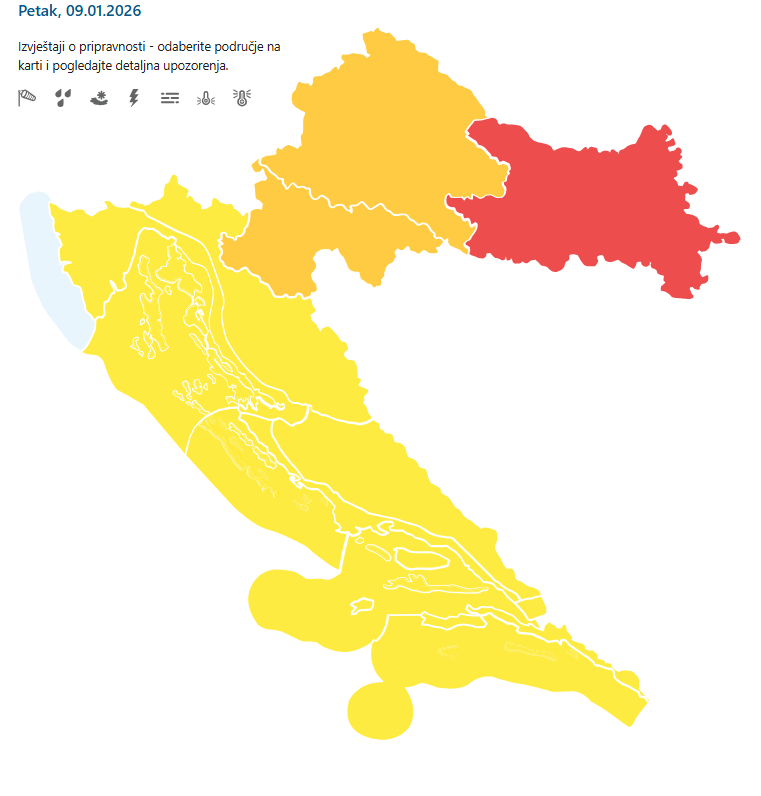 DHMZ: Još snijega u petak u unutrašnjosti, na Jadranu kiša uz jako jugo ...